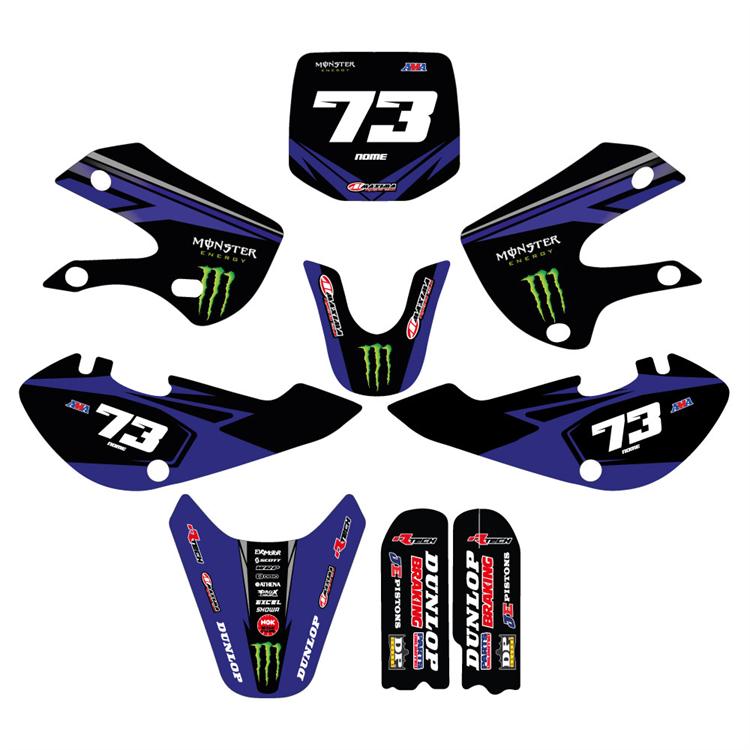 Kit grafiche pit bike KLX Monster Blu personalizzabili - Evomotor