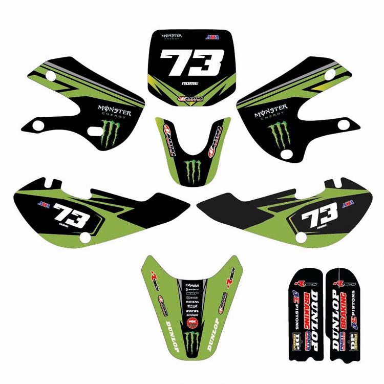 Kit grafiche pit bike KLX Monster Verde personalizzabili - Evomotor
